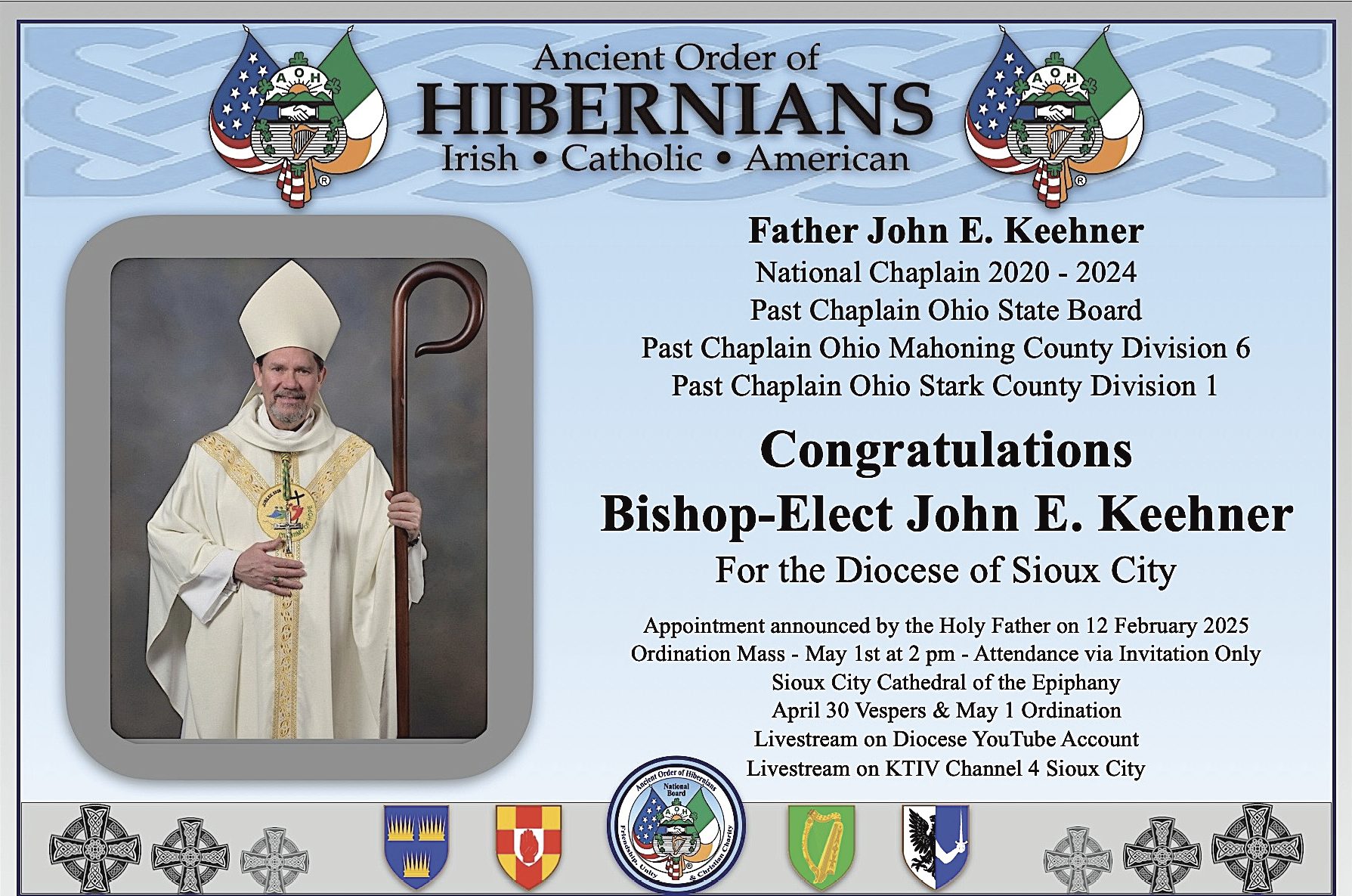 Ancient Order of Hibernians in America Congratulate Bishop-Elect Father ...